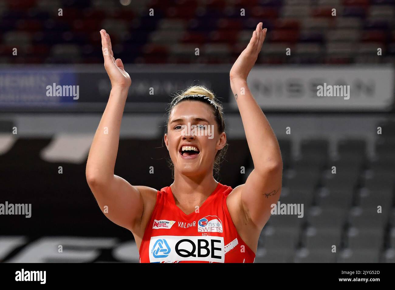 Nicole Styles of the Swifts celebrates her team’s victory during the ...