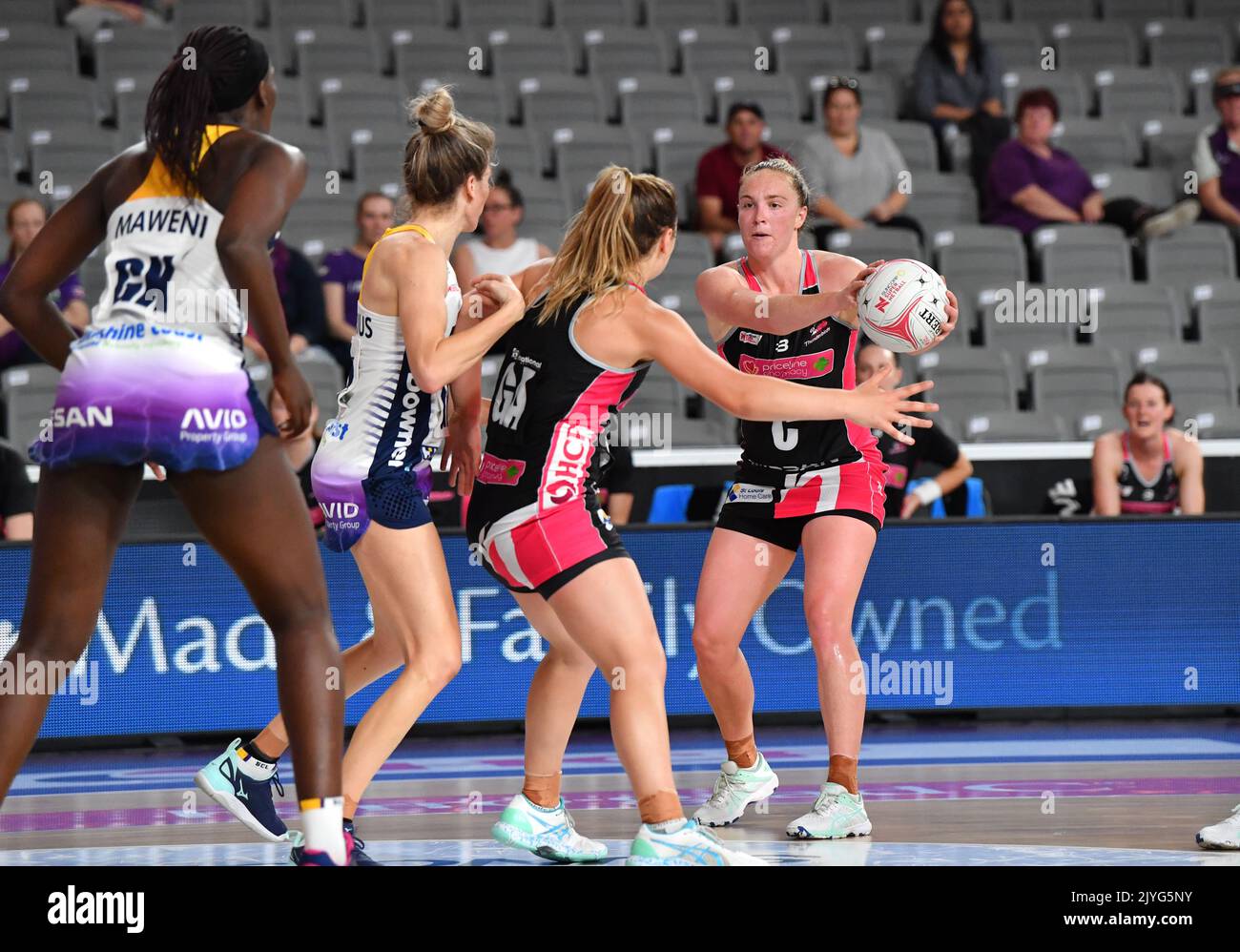 Hannah Petty (right) of the Thunderbirds in action during the Round 9 ...
