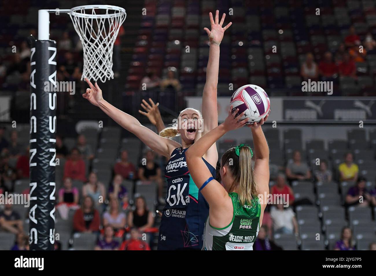 Jo Weston of the Vixens defends against Alice Teague-Neeld of the Fever ...