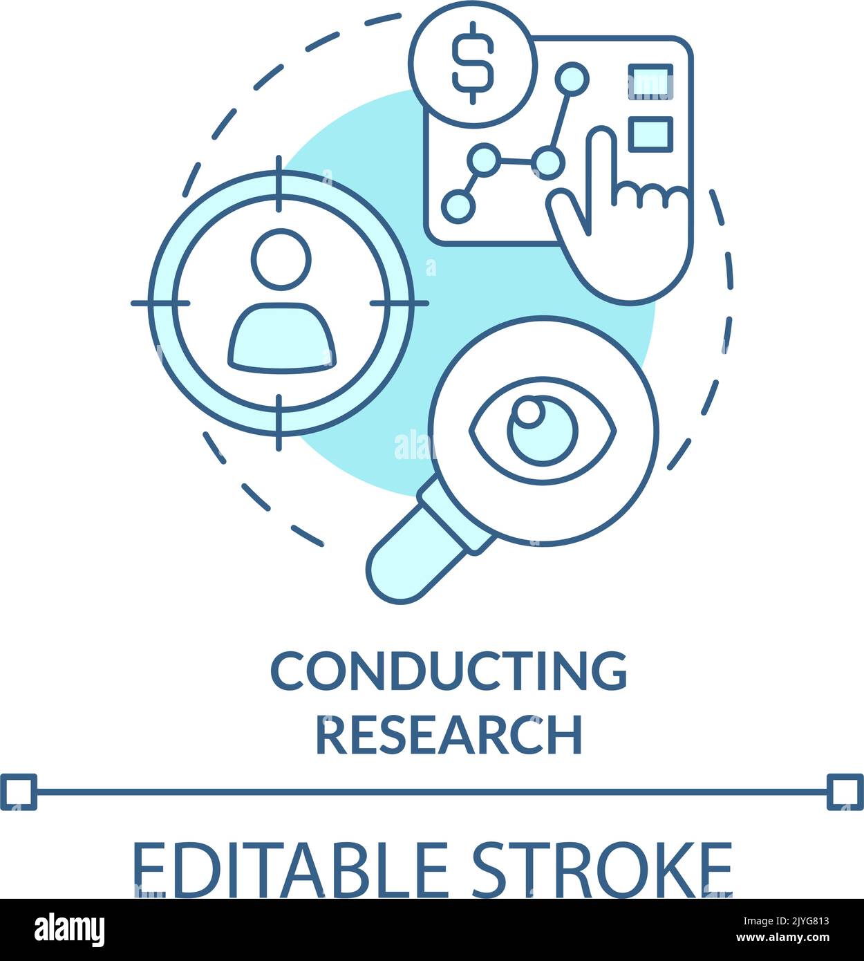 Conducting research turquoise concept icon Stock Vector Image & Art - Alamy