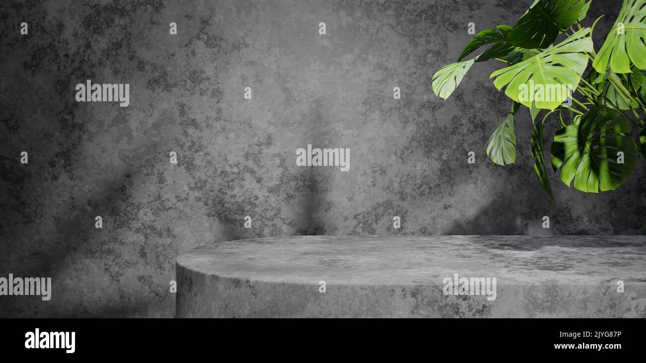 3D Render Illustration Of Gray Marble Texture Podium And Background ...