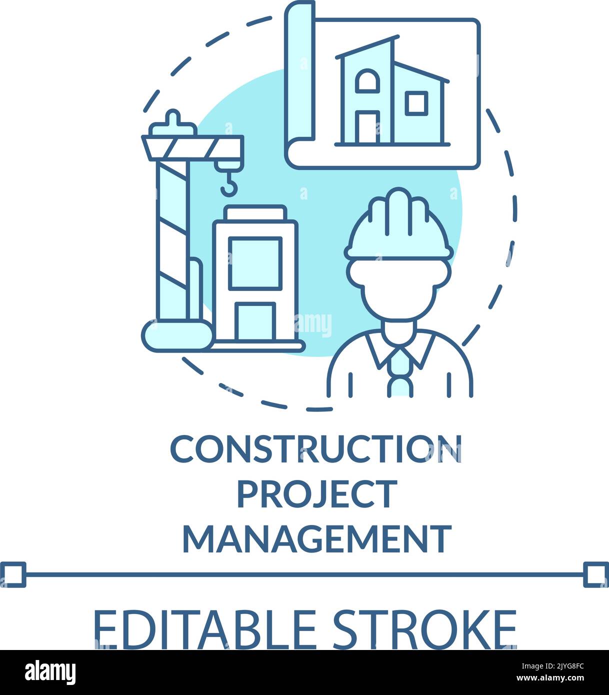 Construction project management turquoise concept icon Stock Vector ...
