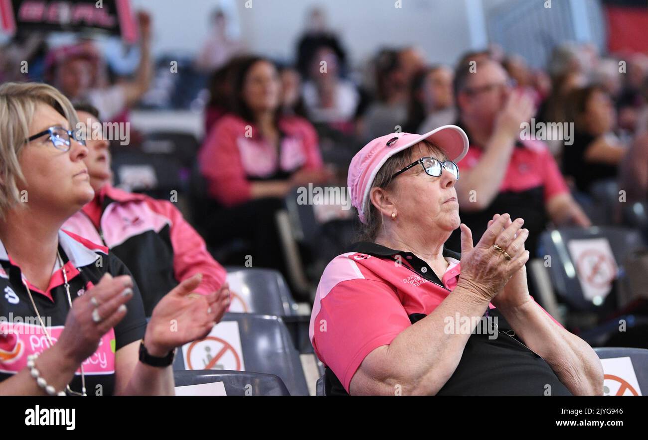 A general view of the crowd during the Round 10 Super Netball match ...