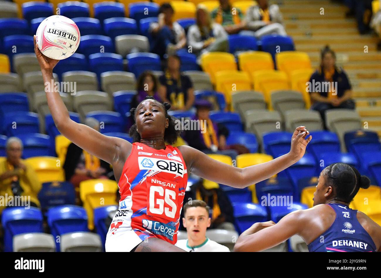 Sam Wallace of the Swifts in action during the Round 11 Super Netball ...