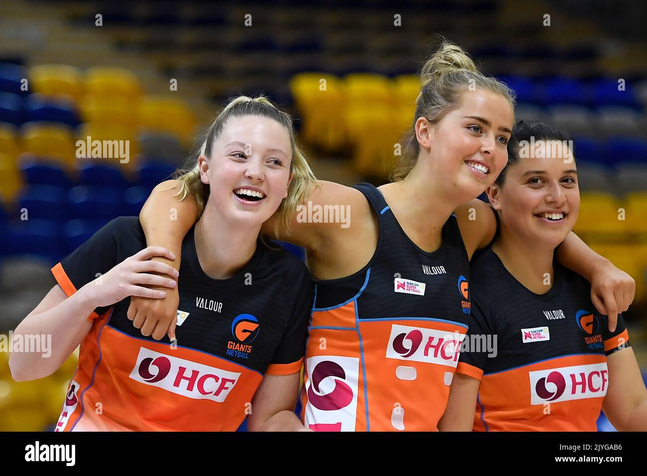 Giants players (L-R) Sophie Dwyer, Matisse Letherbarrow and Claire O ...