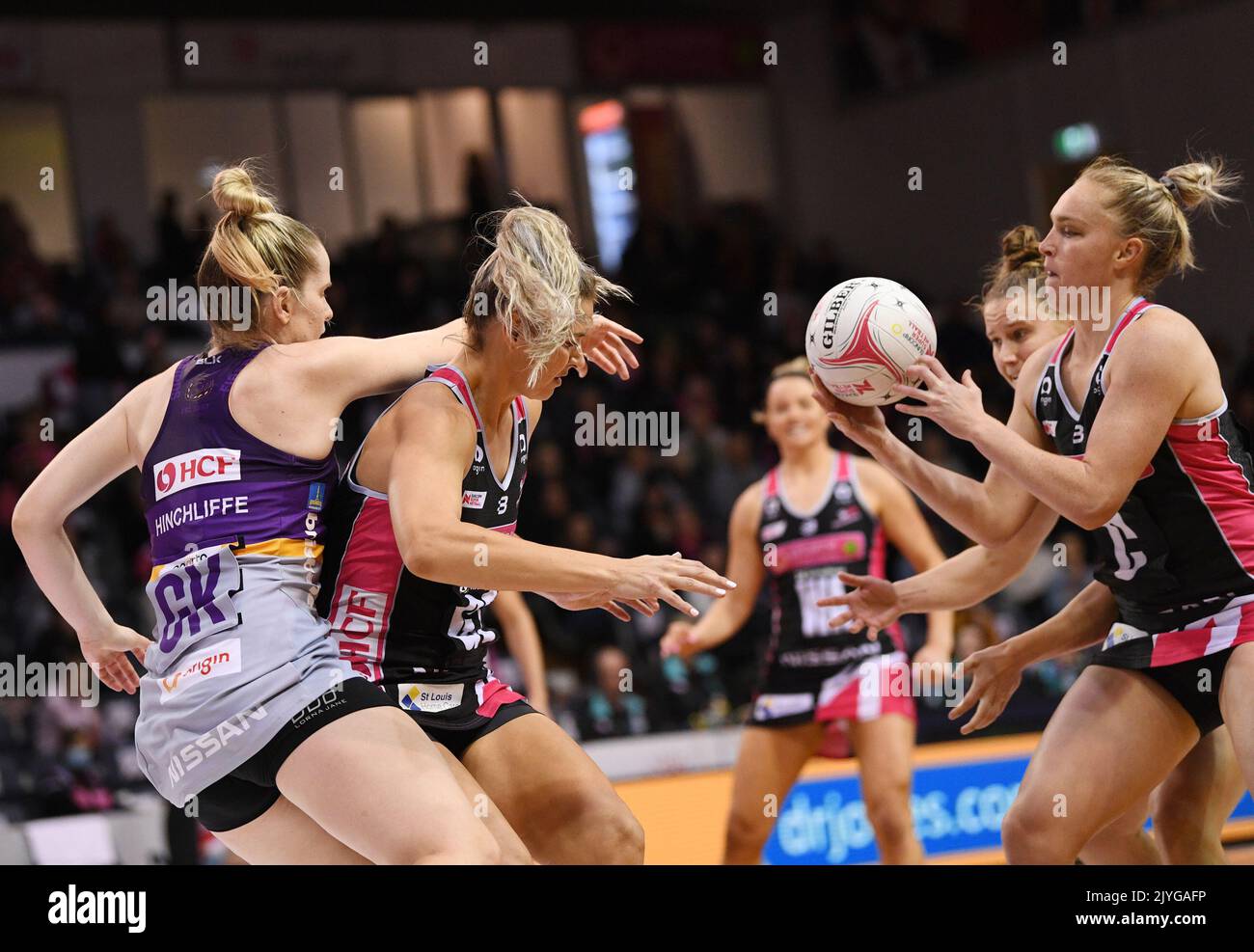 Hannah Petty of the Thunderbirds during the Round 11 Super Netball ...