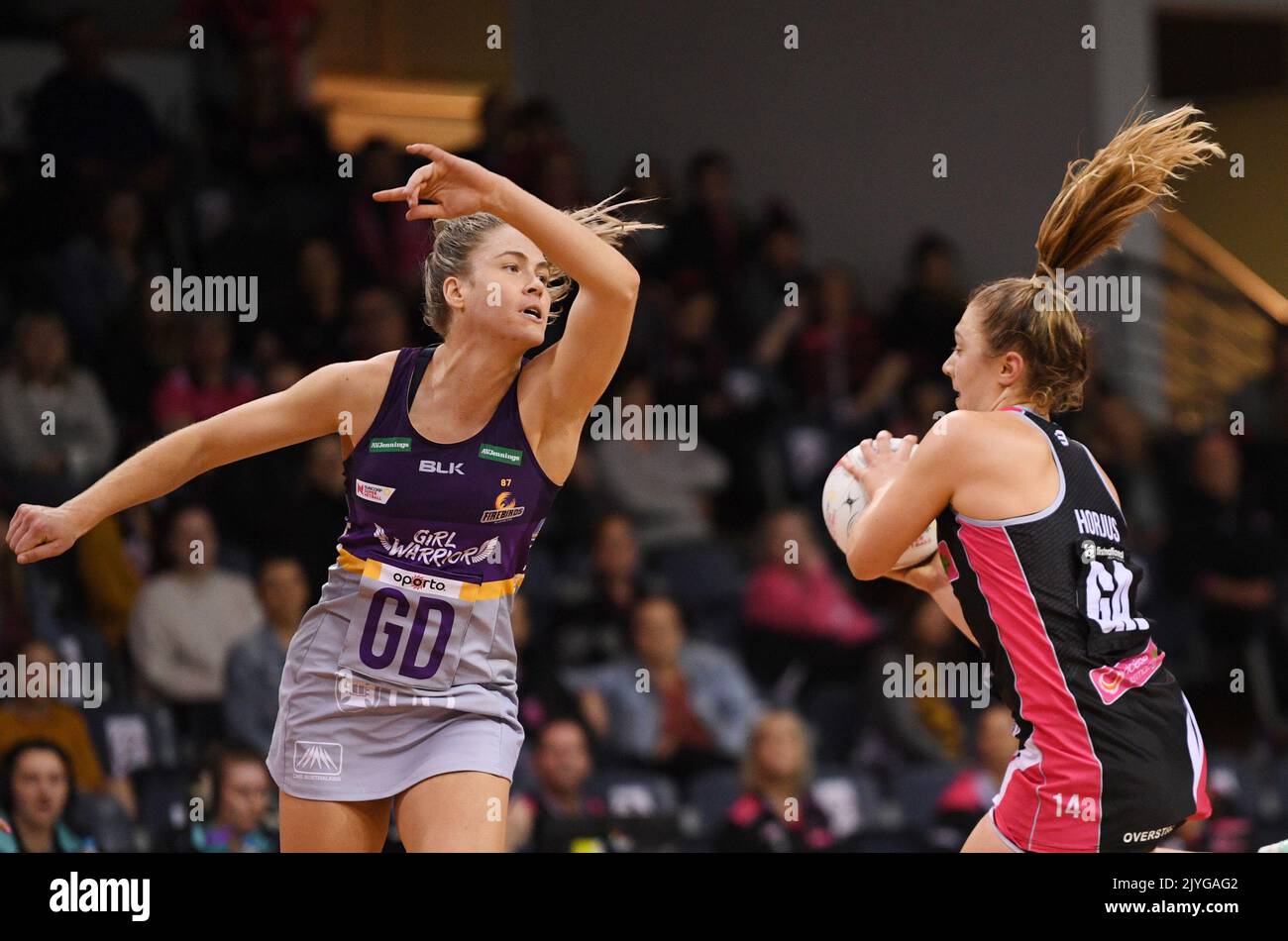 Kim Jenner of the Firebirds and Georgie Horjus of the Thunderbirds ...