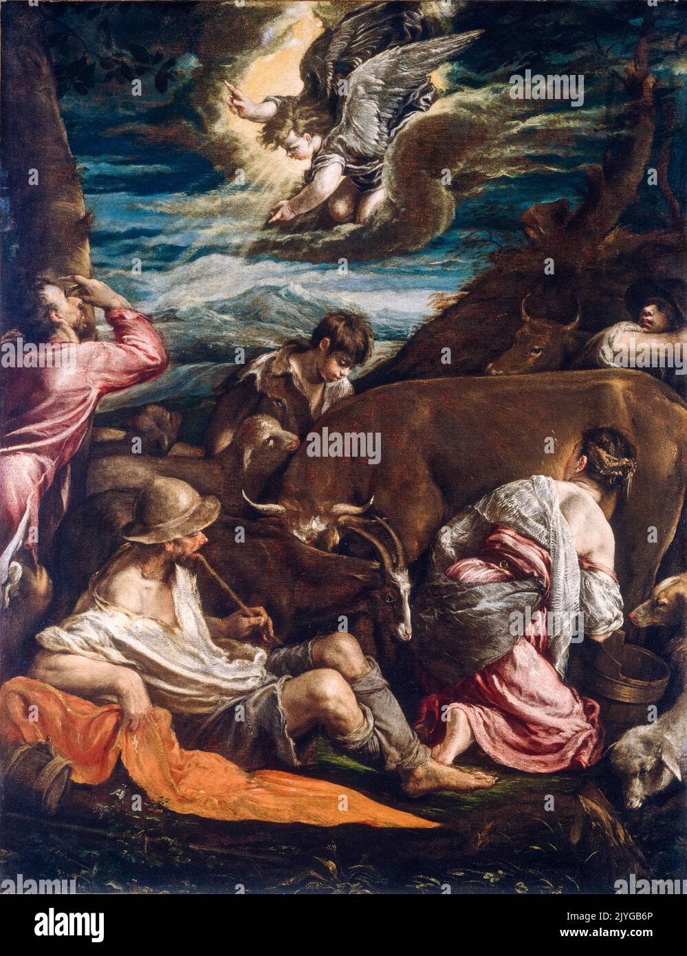 The Annunciation to the Shepherds, painting in oil on canvas by Jacopo ...