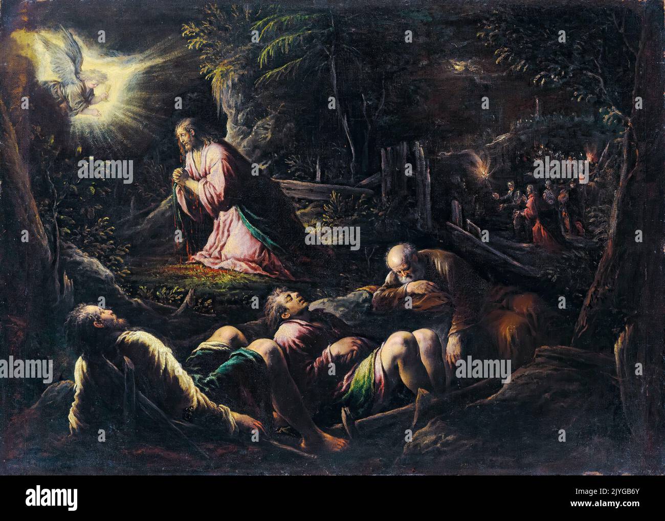 Jacopo Bassano painting, The Agony in the Garden, oil on canvas, before ...