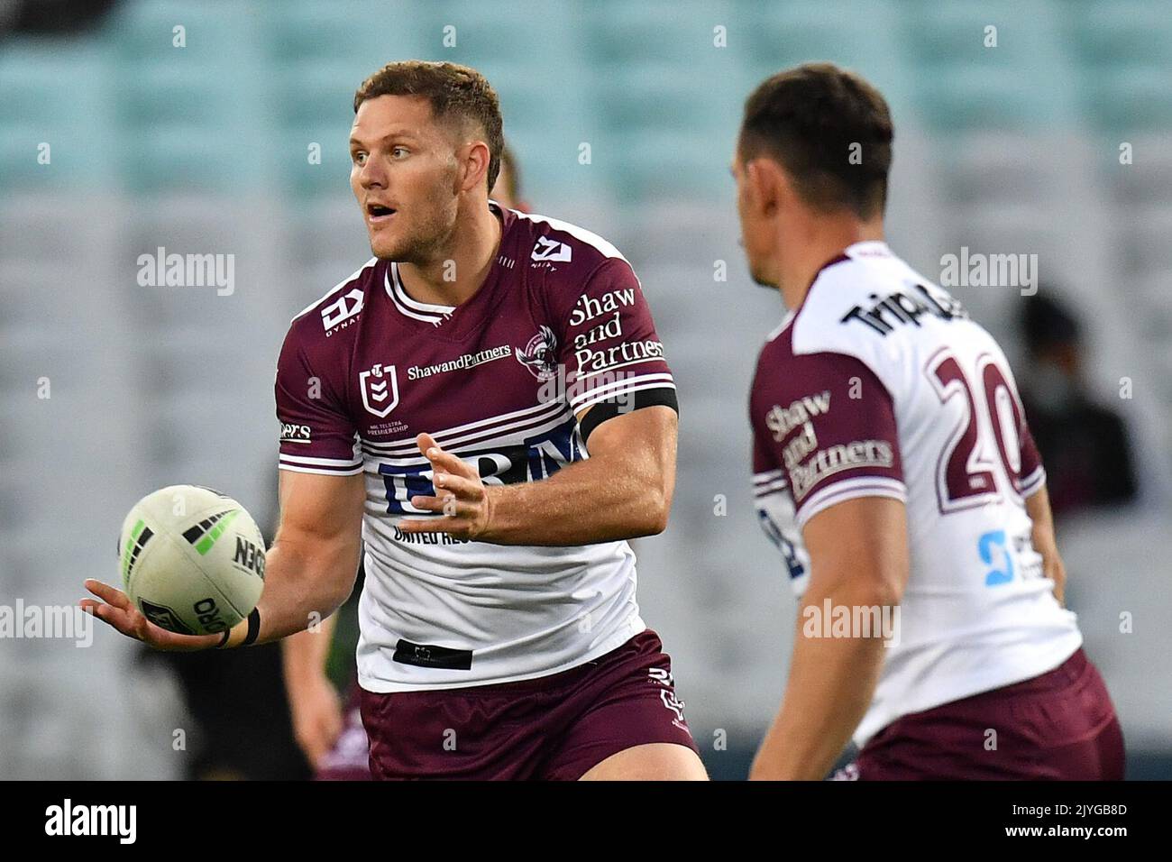 Corey Waddell of the Sea Eagles during the Round 18 NRL match between ...