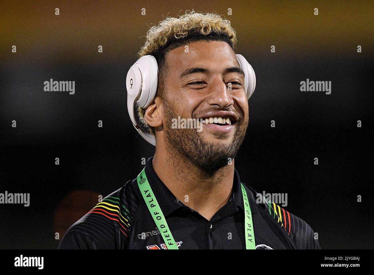 Villiame Kikau of the Panthers is seen on the field ahead of the Round ...