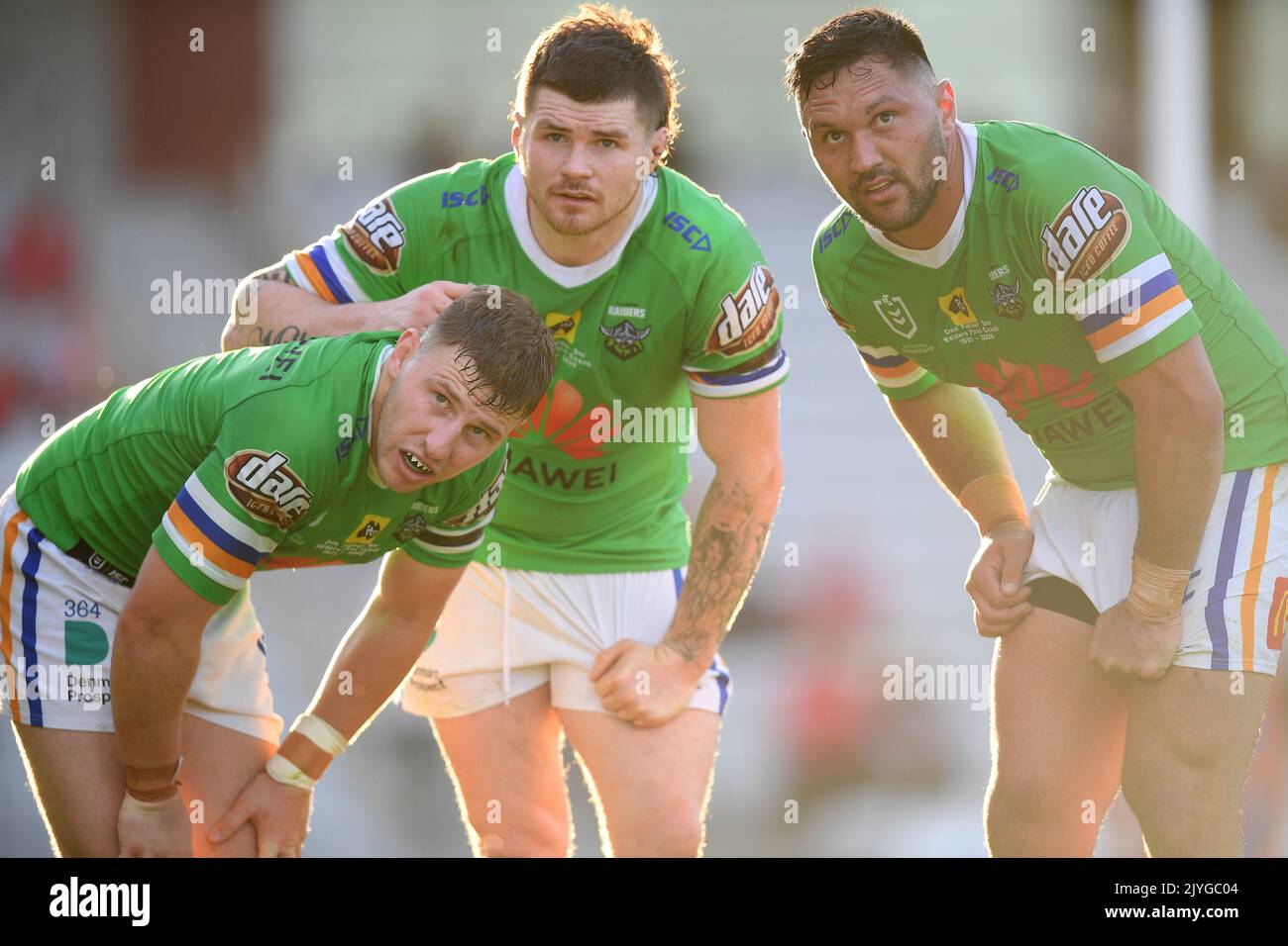 George Williams (left) John Bateman and Jordan Rapana of the Raiders ...