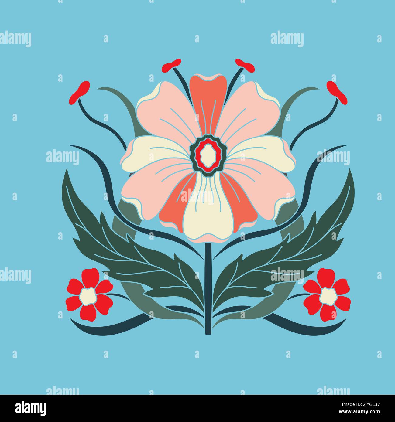 Art nouveau style flower plant basic element. 1920-1930 years vintage ...