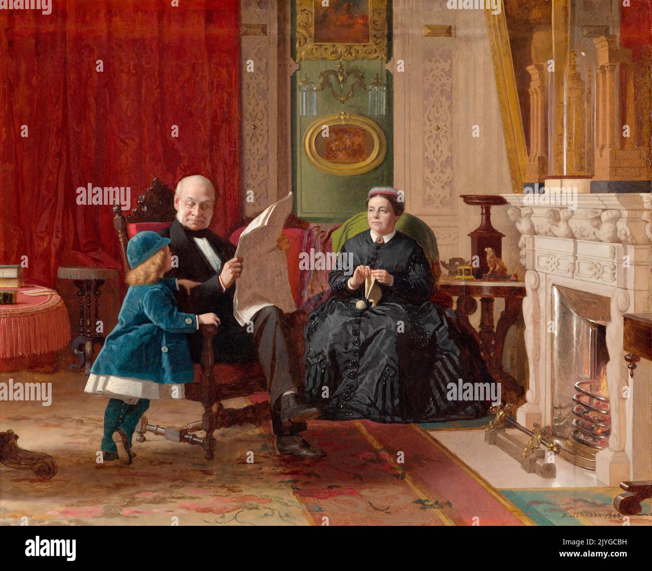 The Brown Family, portrait painting in oil on paper mounted on canvas ...