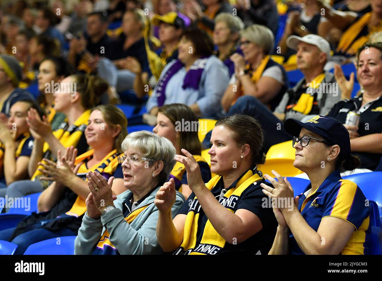 Fans show their support during the Round 12 Super Netball match between ...
