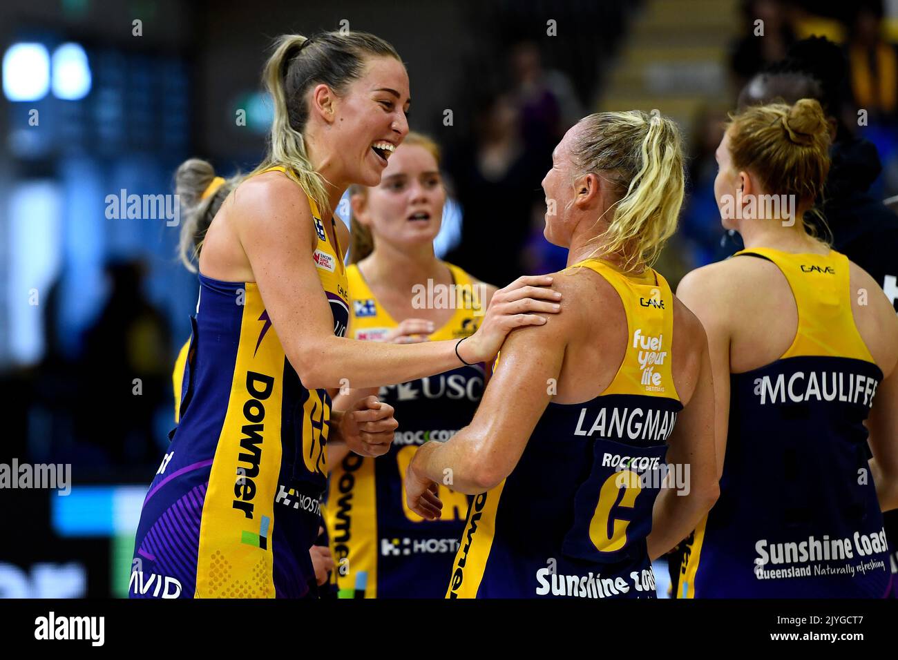 Cara Koenen celebrates with Laura Langman after their victory during ...
