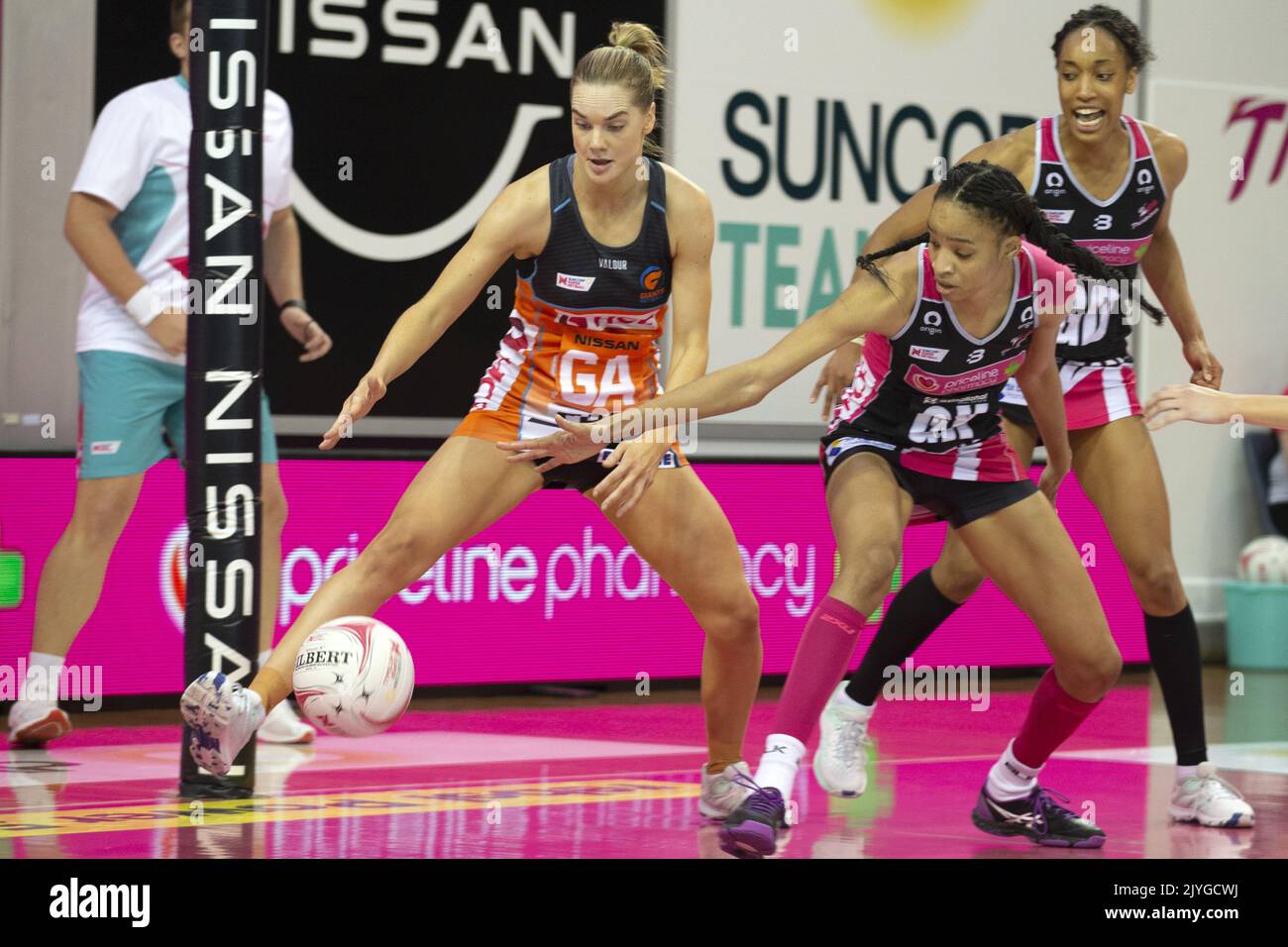 Jo Harten during the Round 12 Super Netball match between the Adelaide ...