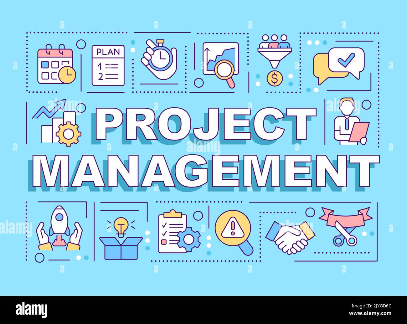 Project management word concepts blue banner Stock Vector Image & Art - Alamy