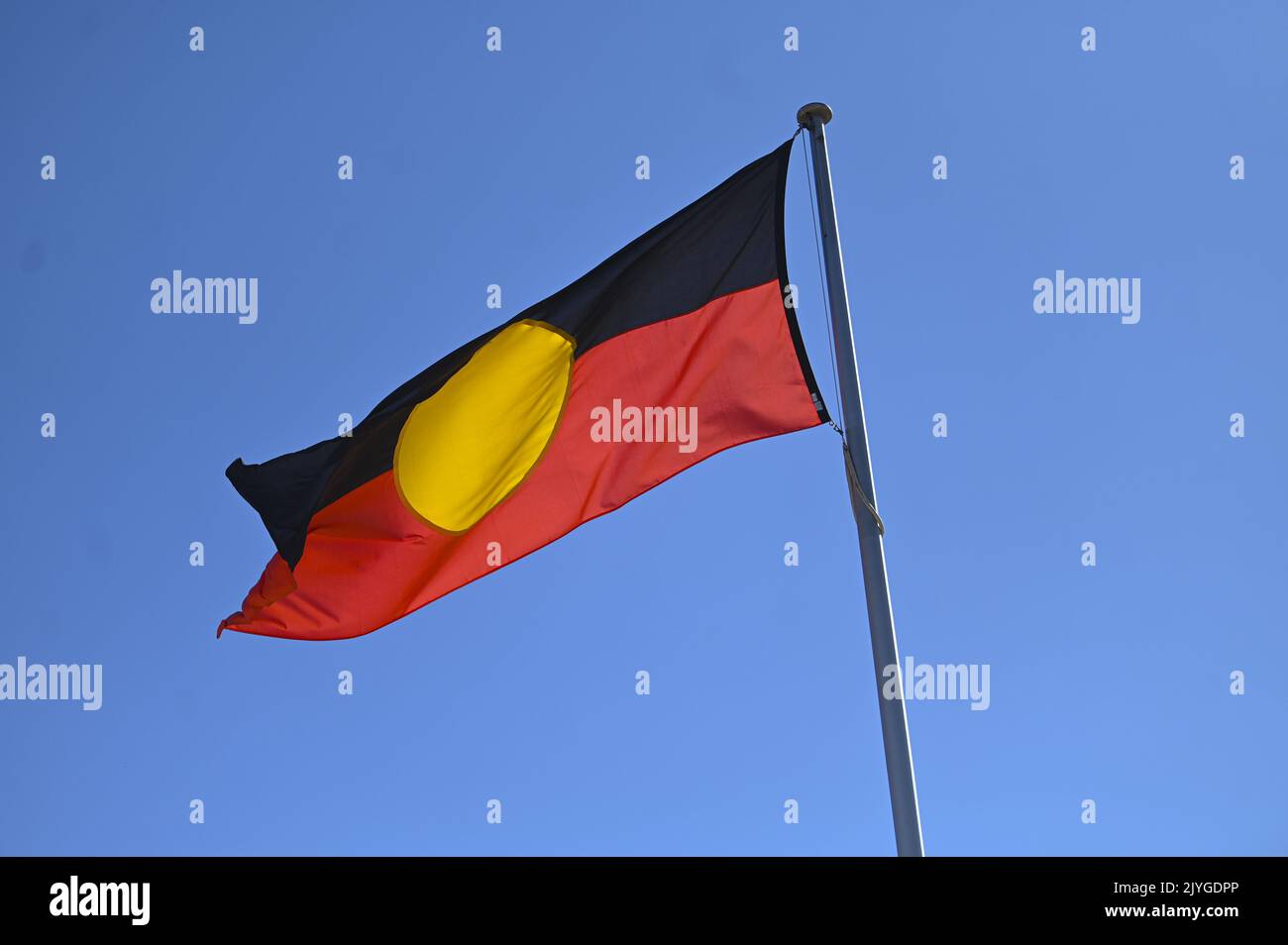 An Australian Aboriginal flag is seen in Canberra, Tuesday, September ...
