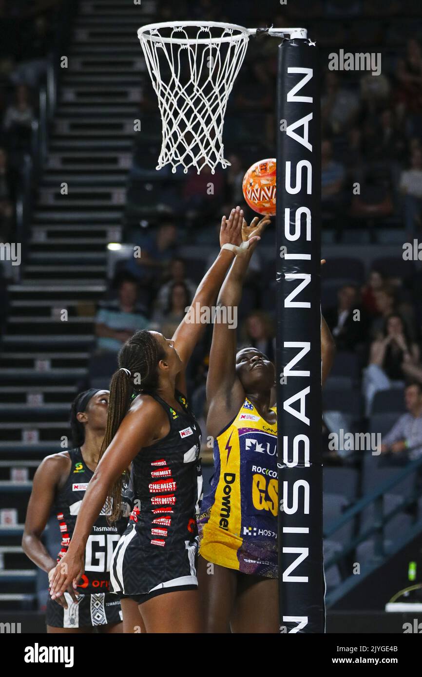 Peace Proscovia of the Lightning (right) fights for the ball with Geva ...