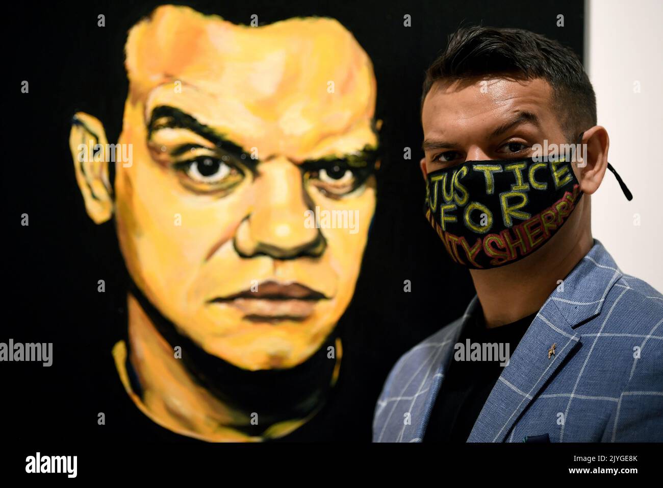 Meyne Wyatt poses for a photo with his Packing Room Prize-winning self ...