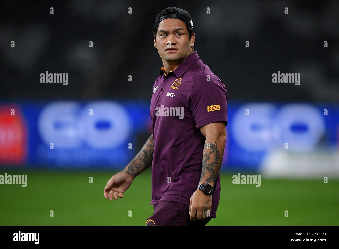 Isaac Luke of the Broncos ahead of the Round 19 NRL match between the ...