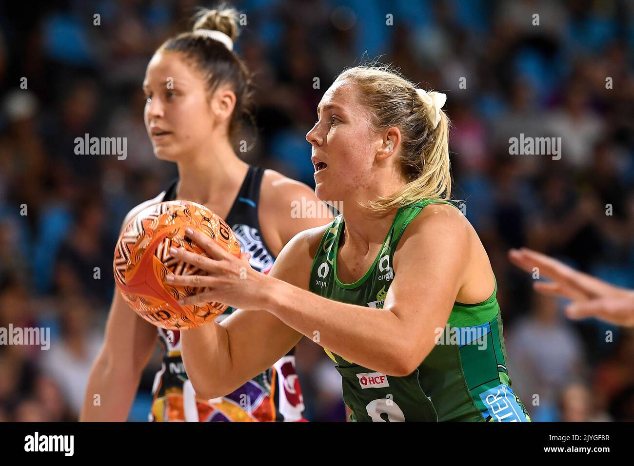 Jess Anstiss of the Fever in action during the Round 13 Super Netball ...