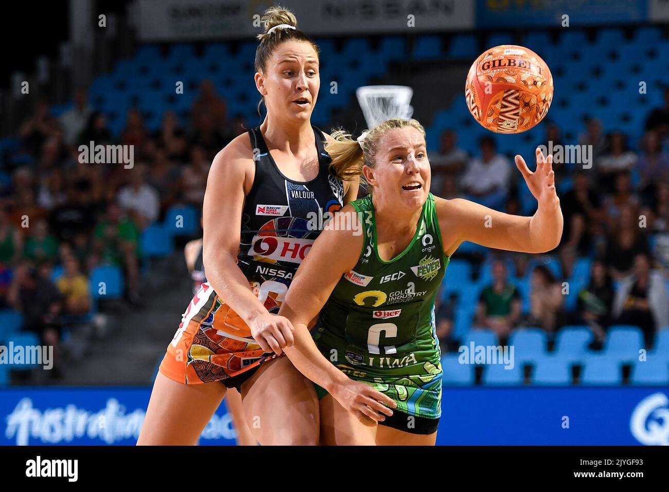 Jamie-Lee Price of the Giants and Jess Anstiss of the Fever compete for ...