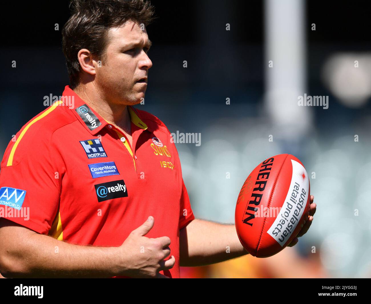 Suns head coach Stuart Dew during the Round 18 AFL match between the ...