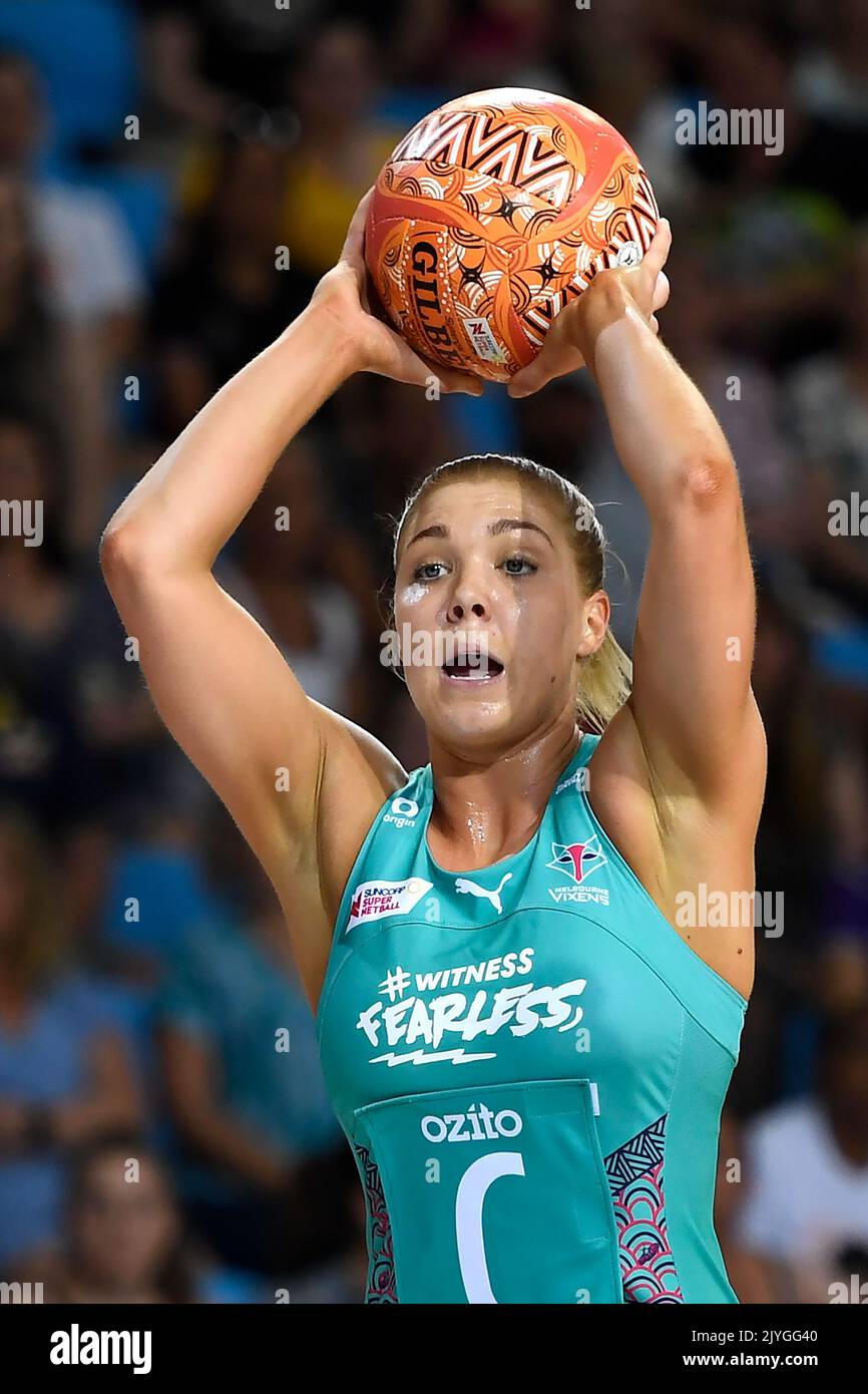 Kate Moloney of the Vixens in action during the Round 13 Super Netball ...