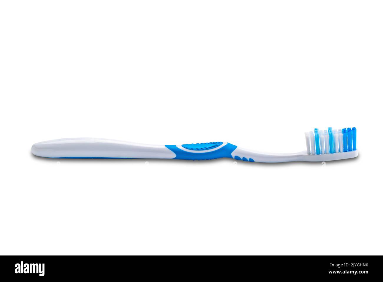Single new blue toothbrush isolated on white background with clipping ...
