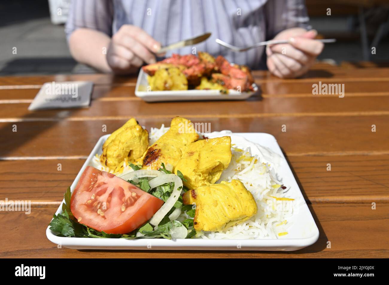 Djudje Kabab marinated chicken fillet pieces Stock Photo - Alamy