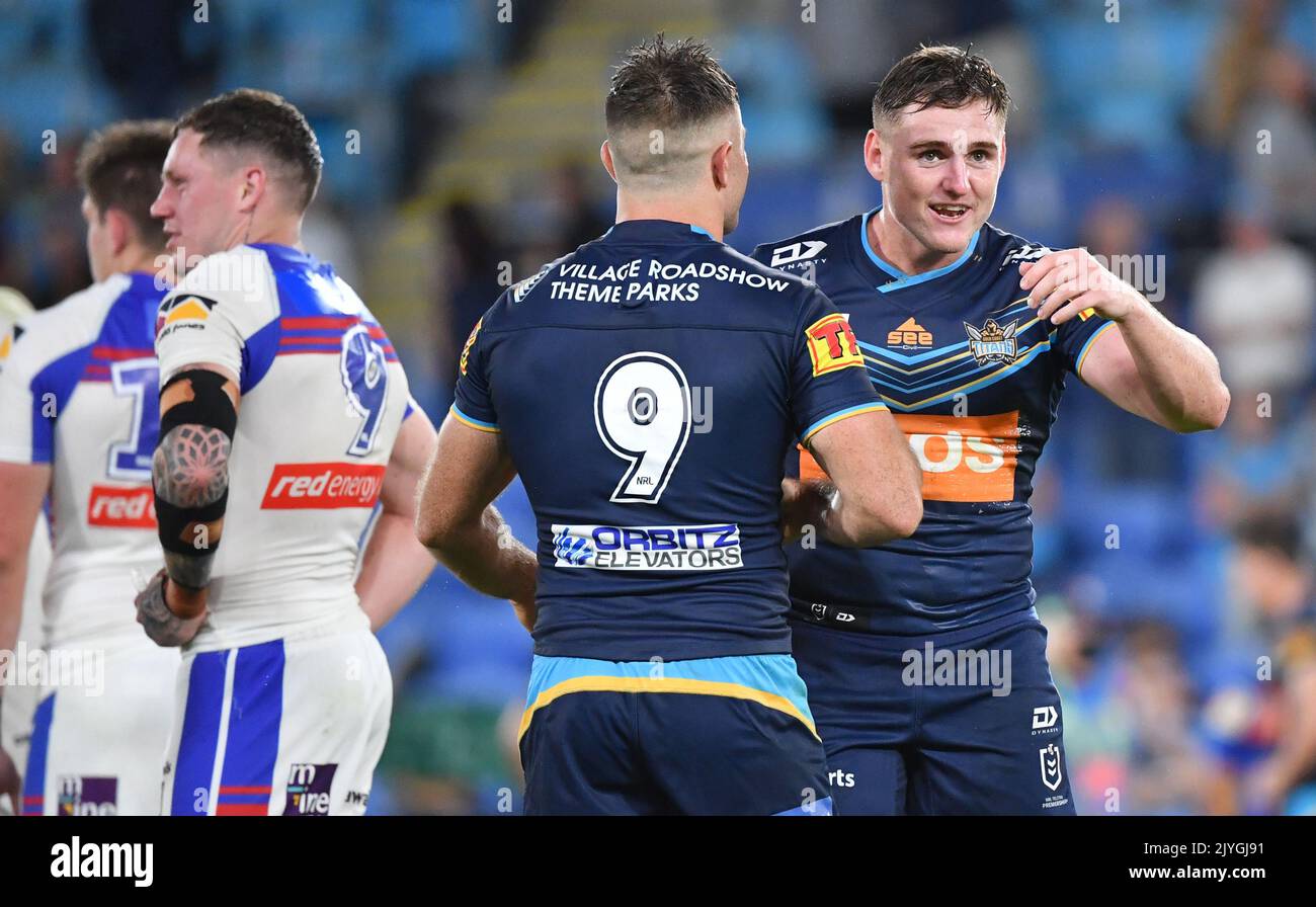Alexander Brimson (right) and Mitch Rein (centre) of the Titans ...
