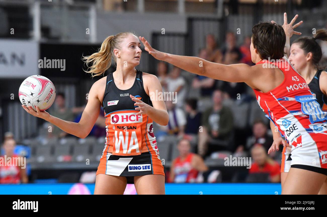 Maddie Hay (left) of the Giants in action during the Round 14 Super ...