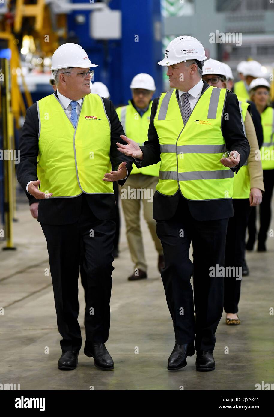 Prime Minister Scott Morrison is seen with Minister for Finance Mathias ...
