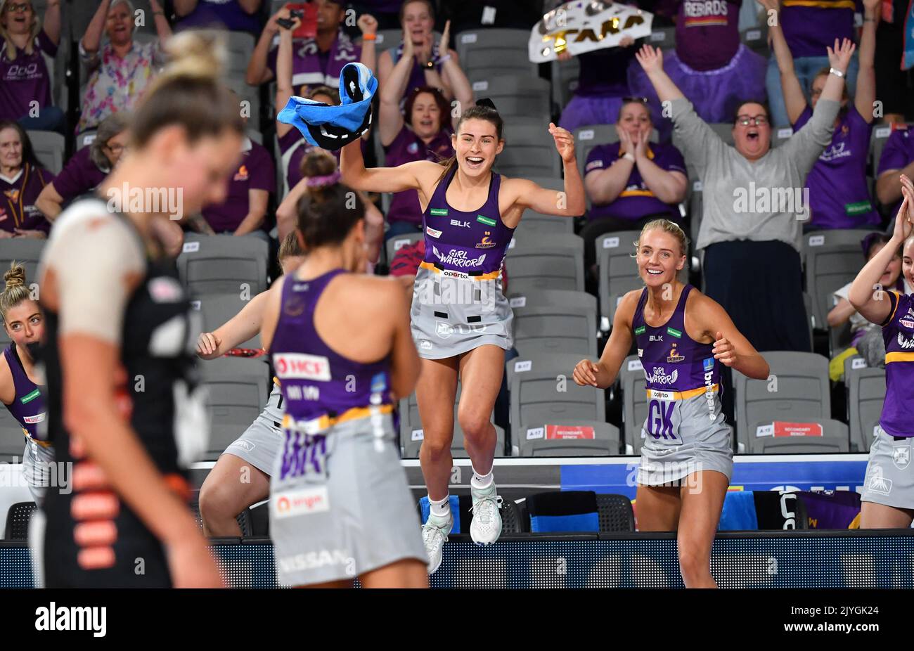 Macy Gardner (centre) and Rudi Ellis (right) of the Firebirds ...