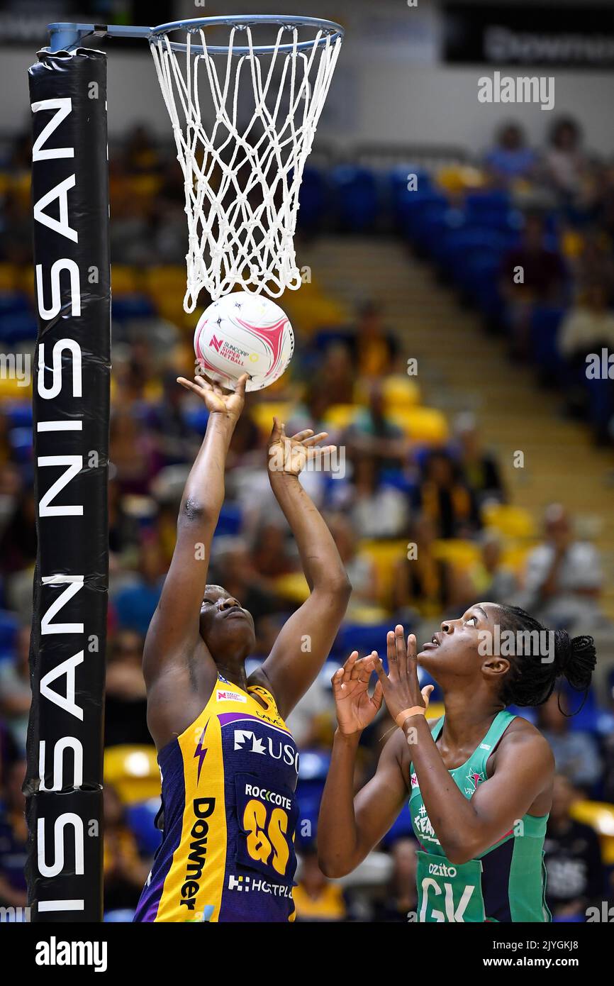 Peace Proscovia of the Lightning shoots during the Round 14 Super ...