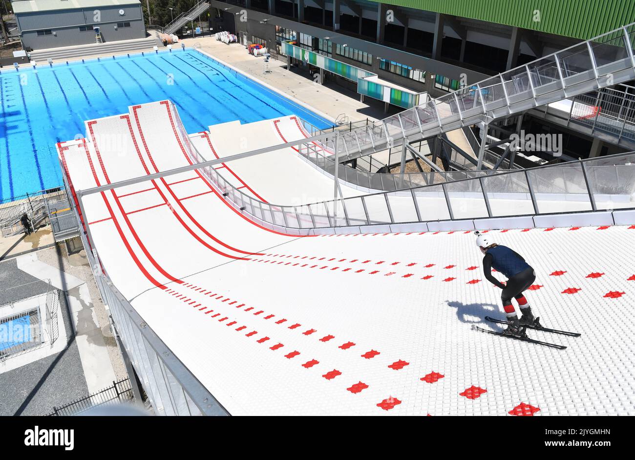 An Aerial Skier is seen training on the Olympic Winter training centres ...