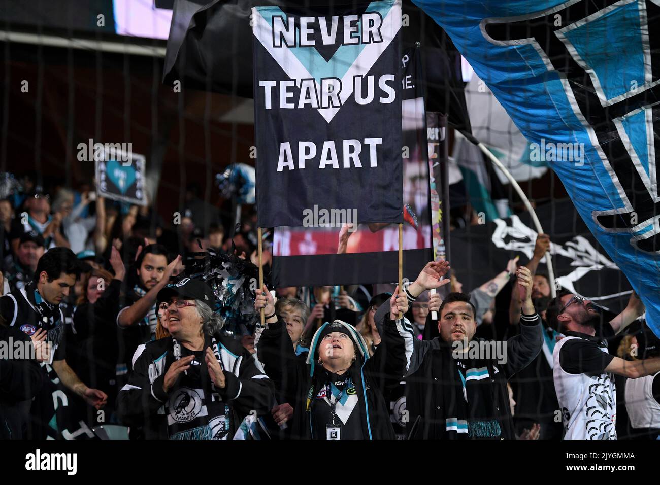 Power supporters are seen in the crowd during the Qualifying Final 1 ...