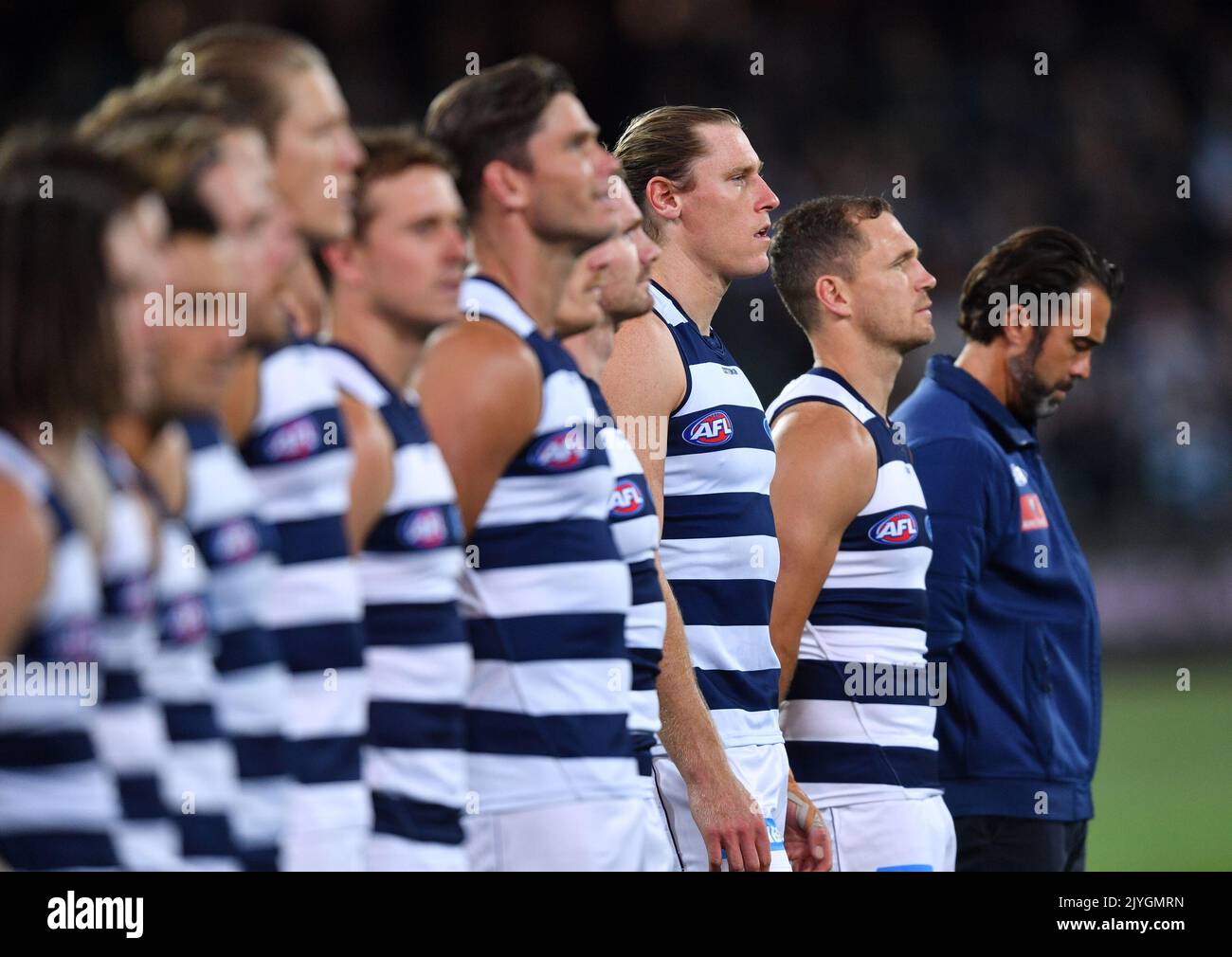 Cats players during the opening ceremony at Qualifying Final 1 AFL ...