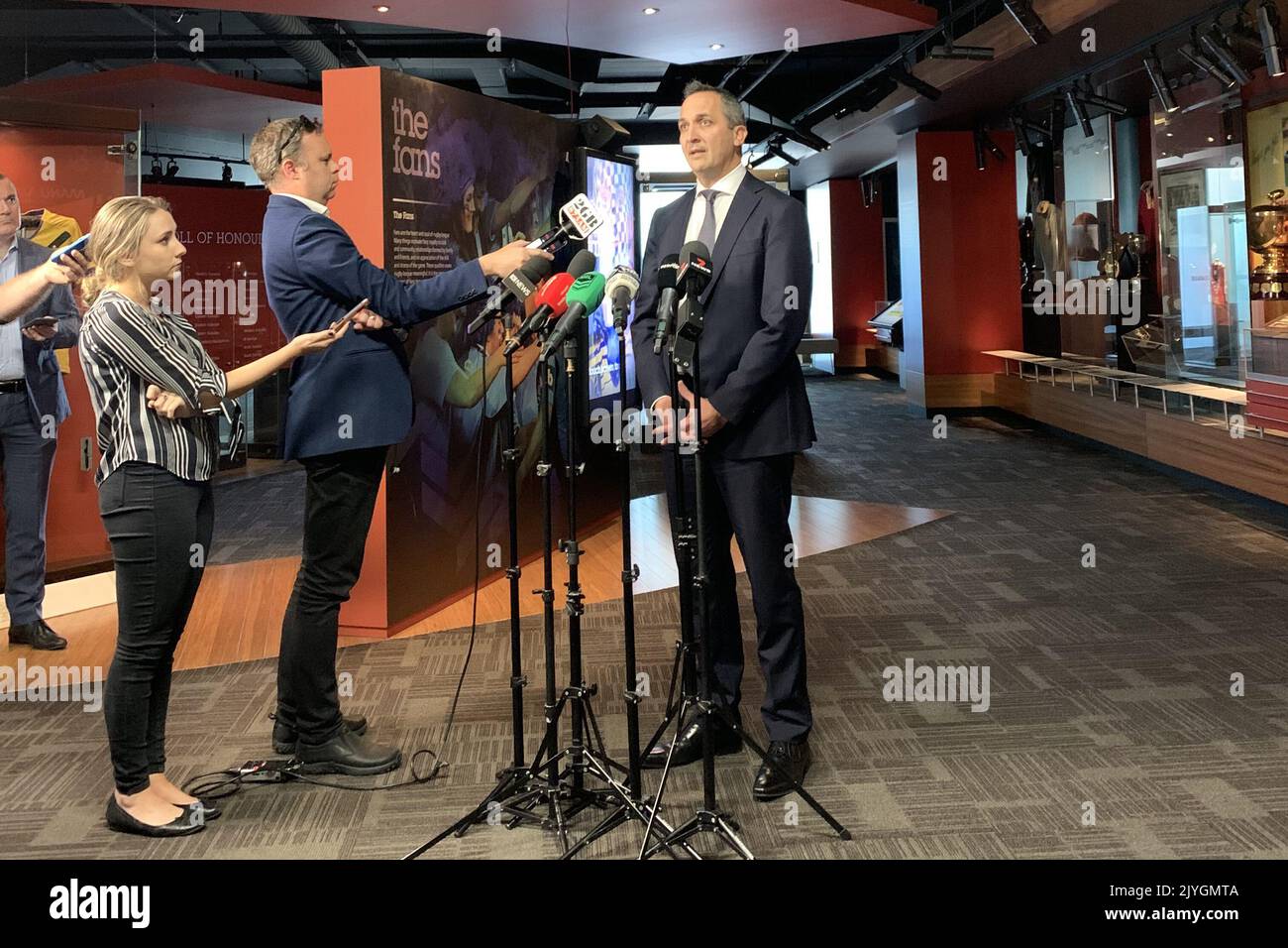 NRL Chief Executive Andrew Abdo speaks to the media at Rugby League ...