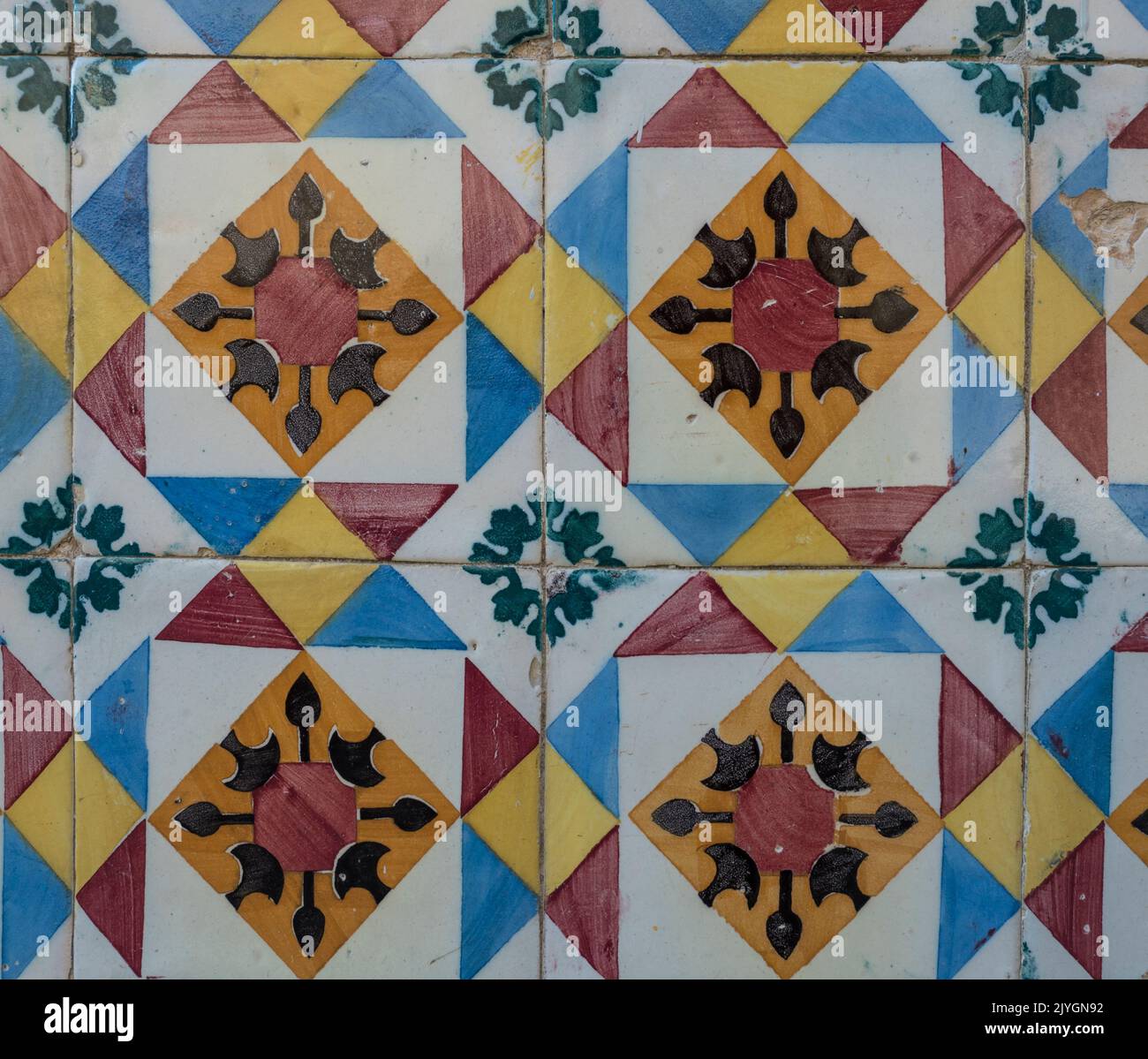 Colorful ceramic tiles from facade of old houses in Lisbon Portugal ...