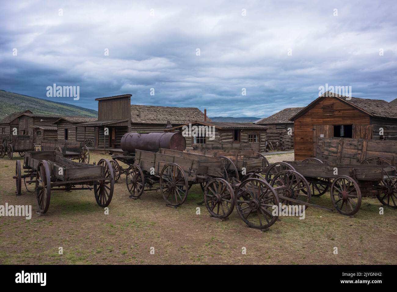Under overcast skies of Cody, Wyoming lies the remnants of an old town ...