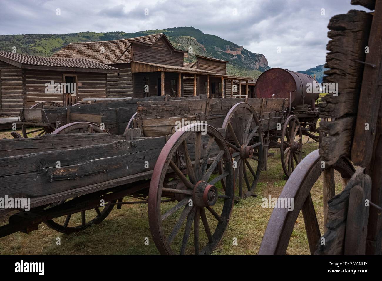 Under overcast skies of Cody, Wyoming lies the remnants of an old town ...