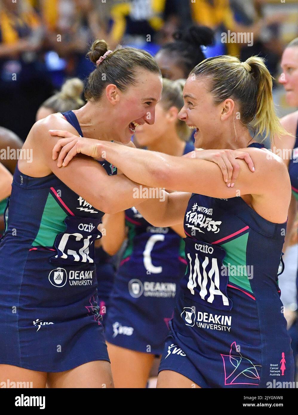 Emily Mannix (left) and Liz Watson (right) of the Vixens celebrates ...