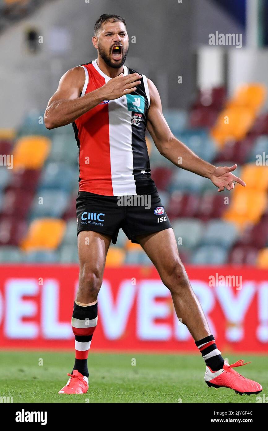 Paddy Ryder of the Saints celebrates after kicking a goal during the ...