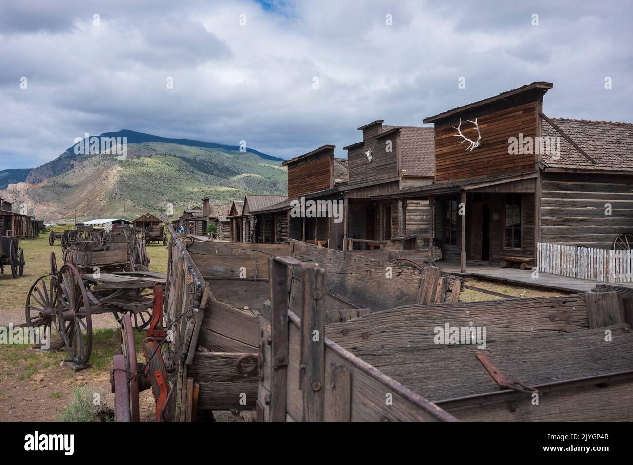 Under overcast skies of Cody, Wyoming lies the remnants of an old town ...