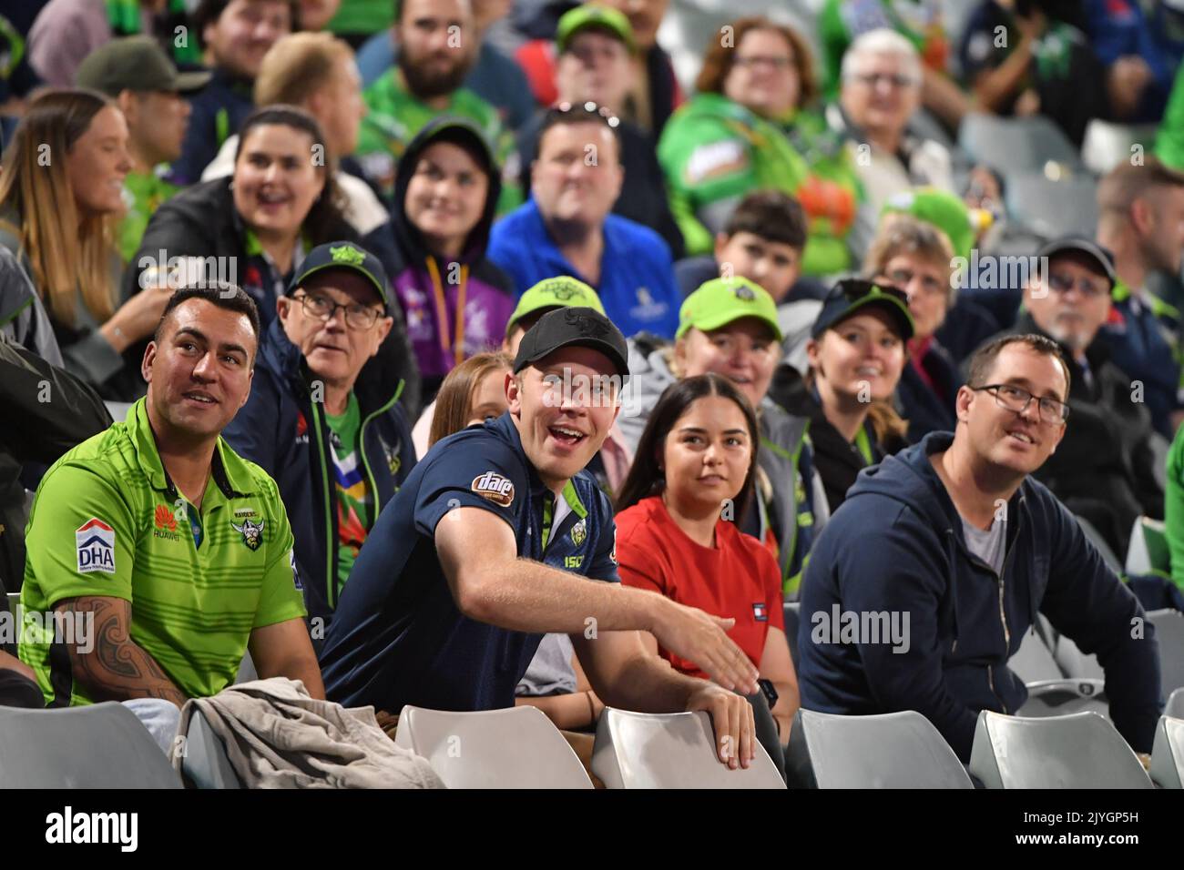 Canberra Raiders fans cheer after a try is scored during Elimination ...