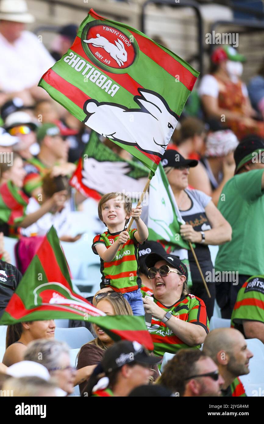 A young Rabbitohs fan shows support during the second NRL Elimination ...