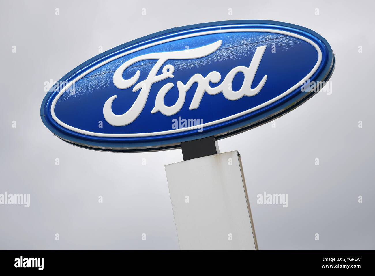 General view of signage at a Ford car dealership in Melbourne, Monday ...